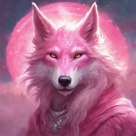 Pink Wolf Character Happy Fanart
