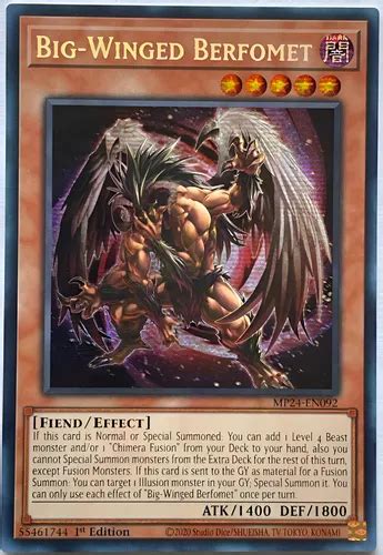 Yugioh Big Winged Berfomet Mp24 En092 1st Edi Prismatic Sec Big Winged