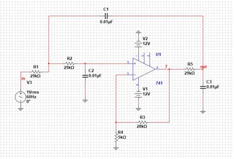 design a 3 pole butterworth low pass filter with a dc gain of 5 and a