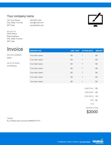 88 Blank Freelance Web Developer Invoice Template For Ms Word By
