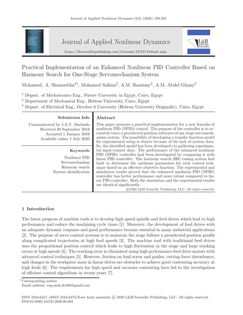 pdf practical implementation of an enhanced nonlinear pid controller