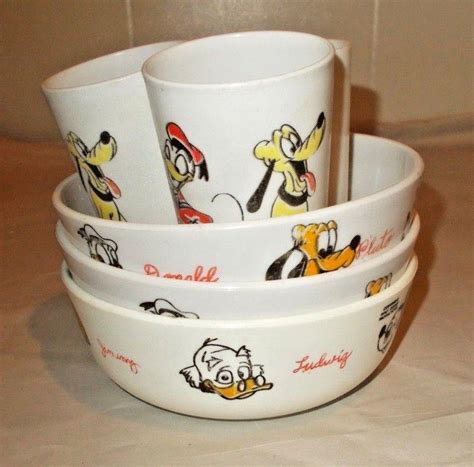 Vintage Walt Disney Cereal Bowls And Small Cups By Eagle 1977101250