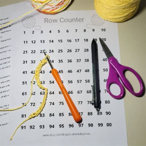 Printable Crochet Row Counter Etsy