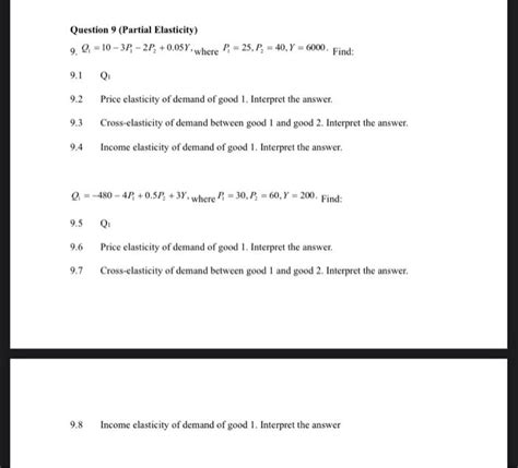 Solved Question Partial Elasticity Q₁ P P₂ Chegg