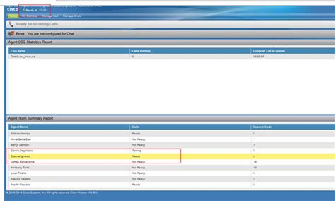 agent state not reflecting real time in cisco finese supervisor desktop