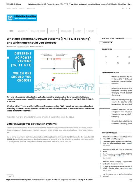 What Are Different Ac Power Systems Tn Tt And It Earthing Pdf