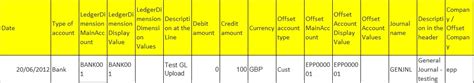Axapta General Journal Aif Services Cant Import Offsets Account Of