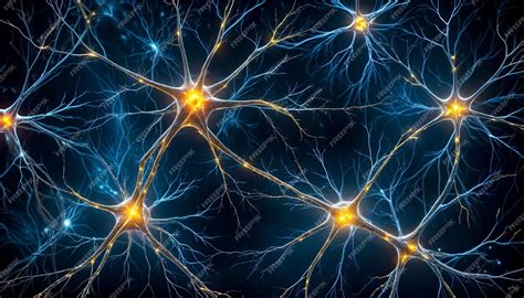 Neurons with Glowing Synapses in Microscopic View | Premium AI-generated image