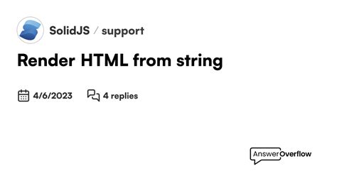 Render Html From String Solidjs