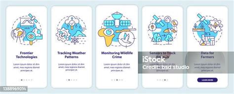 모바일 앱 화면 온보딩 온보딩 온보딩 스페이스 테크놀로지 와 기후 변화 Brand Name Smart Phone에 대한 스톡