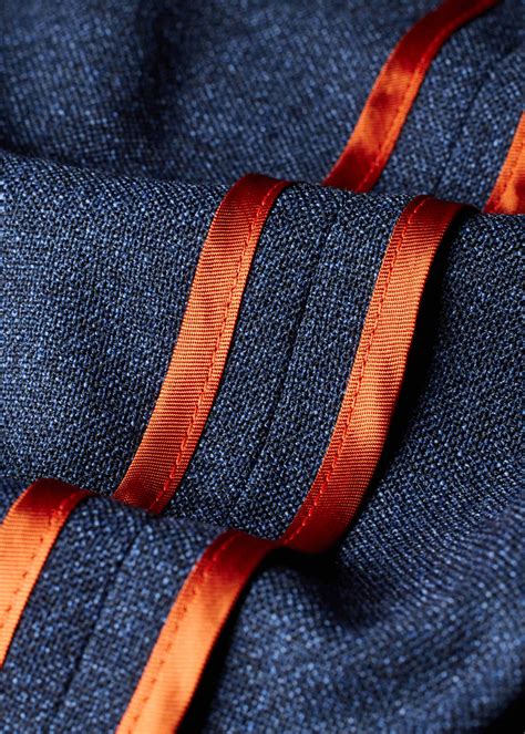 Mens Blue Two Ply Merino Wool Patch Pocket Blazer