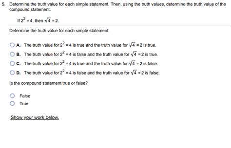 Solved Determine The Truth Value For Each Simple Chegg Com