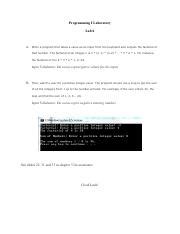 Lab Pdf Programming I Laboratory Lab A Write A Program That Takes A Value As An Input From