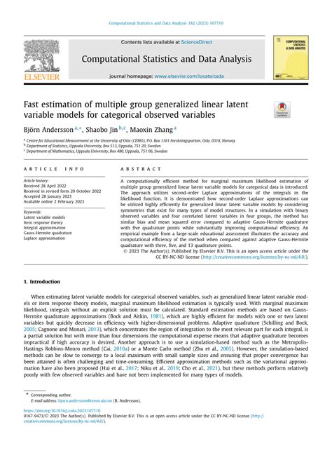pdf fast estimation of multiple group generalized linear latent