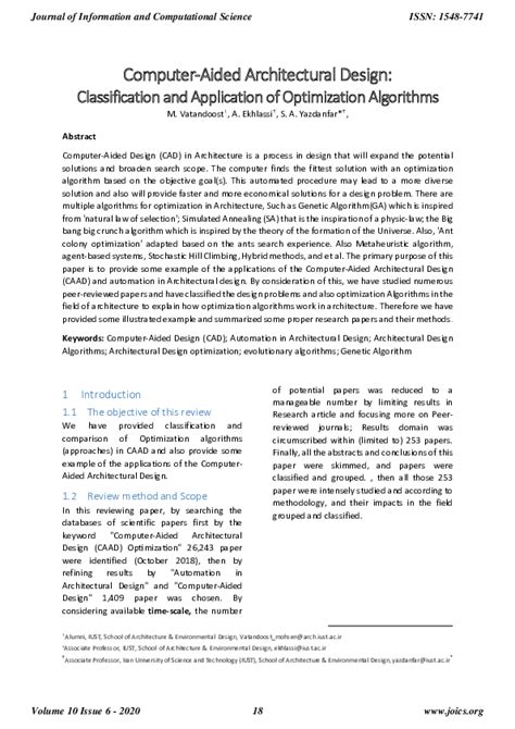 Pdf Computer Aided Architectural Design Classification And