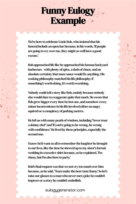 Funny Eulogy Templates To Use As Inspiration Eulogies By Jen