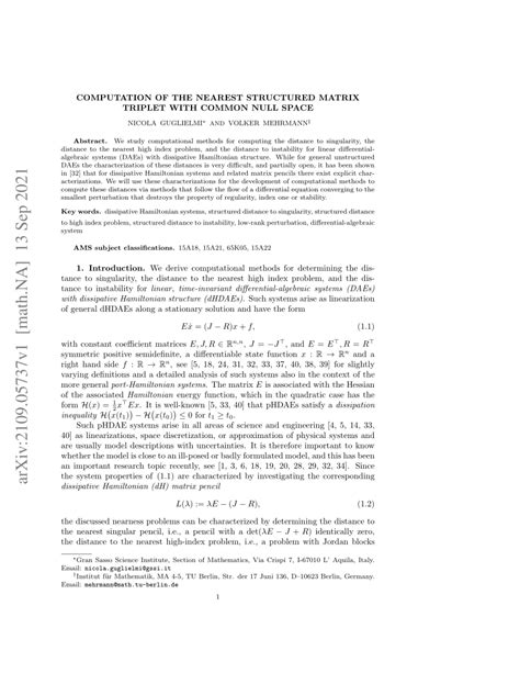 pdf computation of the nearest structured matrix triplet with common