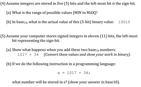 Solved Assume Integers Are Stored In Five Bits And Chegg