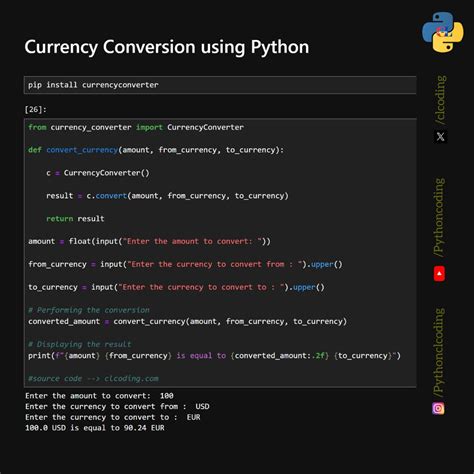 Currency Conversion Using Python Python Coding