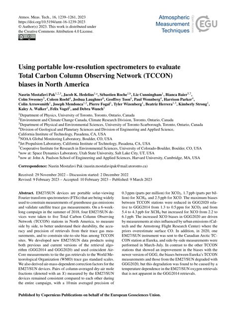 Pdf Using Portable Low Resolution Spectrometers To Evaluate Total Carbon Column Observing
