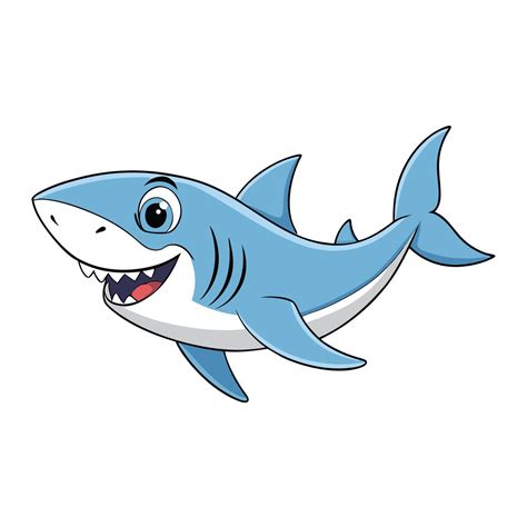 Cute Blue Shark Cartoon Illustration Isolated Design 60641032 Vector