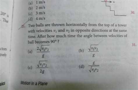 two balls are thrown horizontally from the top of a tower with velocities