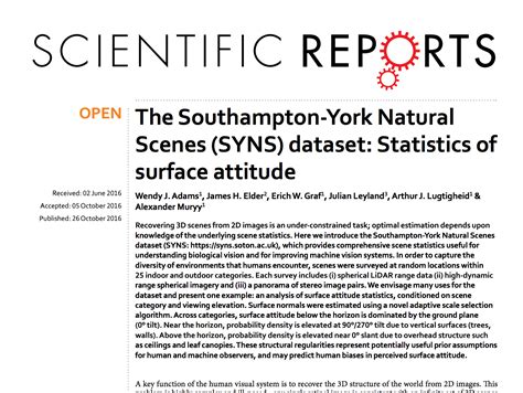 The Southampton York Natural Scenes Syns Dataset Statistics Of