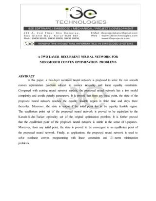 A TWO LAYER RECURRENT NEURAL NETWORK FOR NONSMOOTH CONVEX OPTIMIZATION PROBLEMS DOCX