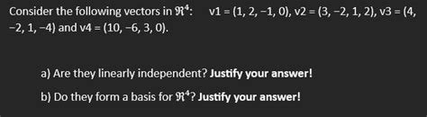 Solved Consider The Following Vectors In R V Chegg