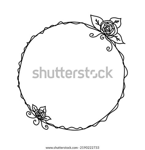 Doodle Simple Circle Frame Elegant Leaves Stock Vector Royalty Free