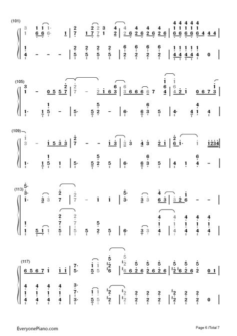 Let It Go简单版 冰雪奇缘主题曲双手简谱预览6 钢琴谱文件（五线谱、双手简谱、数字谱、midi、pdf）免费下载