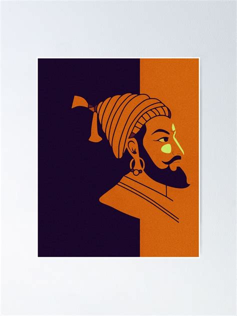Indian Ruler Chhatrapati Shivaji Maharaj Hand Drawn Sketch Poster