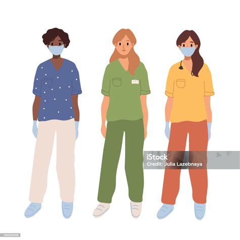 의료 상담 및 지원 세트 얼굴 마스크와 청진기를 가진 여성 의사 의료 서비스 의사에게 문의하십시오 간호사 외과 의사 치료사 유니폼 의료 병원 직원 전체 길이 간호사에 대한