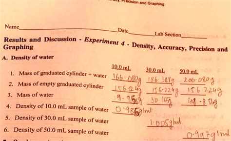 solved section and graphing name dale lab section results and