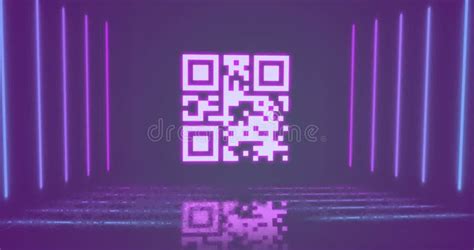 Animation Of Qr Coded And Illuminated Lines Against Black Background