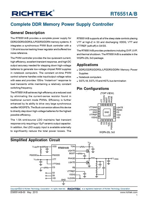 rt6551b rt6551a datasheet richtek complete ddr memory power supply