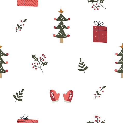 Premium Vector Christmas Symbols Flat Vector Seamless Pattern Texture Of Winter Season
