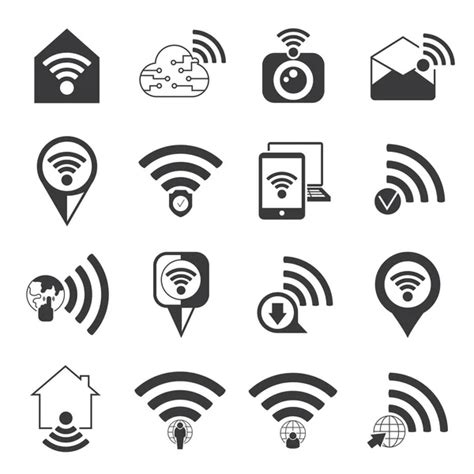 Wireless Communication Network Icons Set Stock Vector Image By ©macrovector 43278973