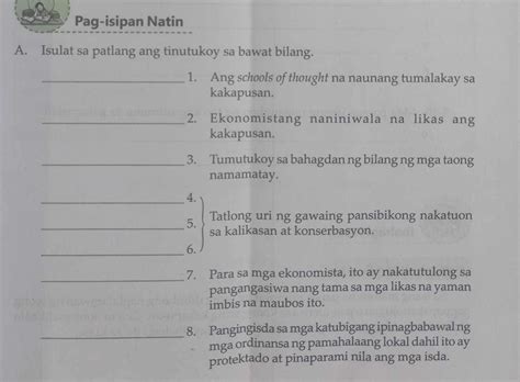 Pag isipan Natin A Isulat sa patlang ang | StudyX