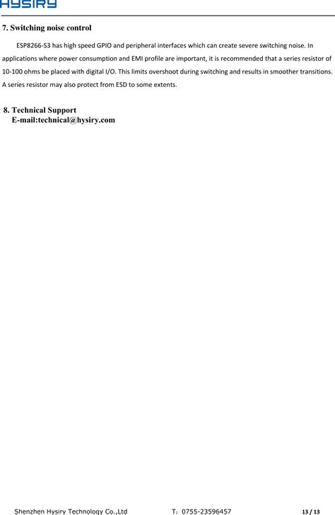 Hysiry Technology Esp8266 S3 Esp8266 S3 User Manual