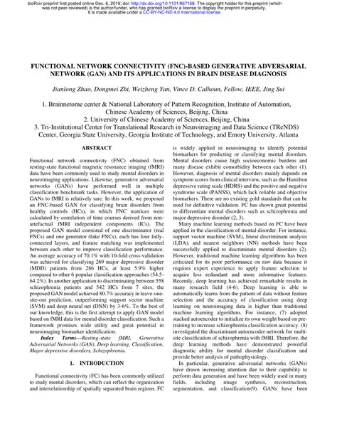 Pdf Functional Network Connectivity Fnc Based Generative