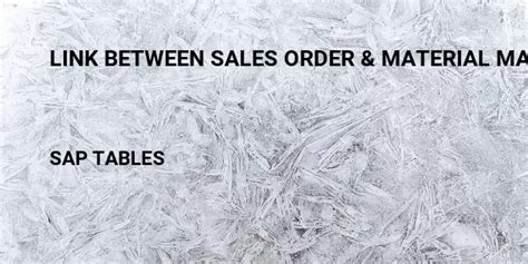 Link Between Sales Order And Material Master Table In Sap