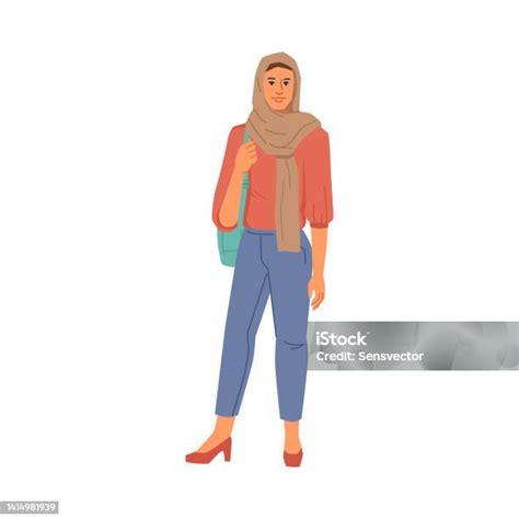 세련된 천 히잡 또는 머리 스카프를 입은 무슬림 여성들은 평평한 만화 사람들을 고립시킵니다 중동의 벡터 패션 레이디 Uae 또는 터키 여성 국가 및 캐주얼 천 아랍 에미리트