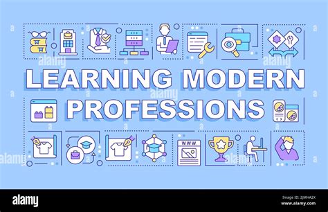 Learning Modern Professions Word Concepts Blue Banner Stock Vector