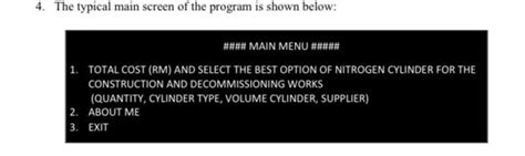Solved 2 You Need To Produce A Menu Driven Software Written