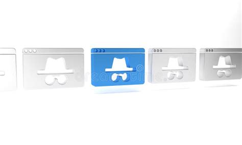 Blue Browser Incognito Window Icon Isolated On White Background Minimalism Concept Stock