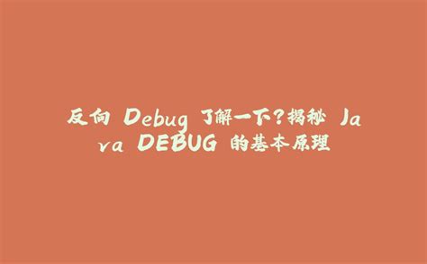 反向 Debug 了解一下？揭秘 Java Debug 的基本原理 拾光赋