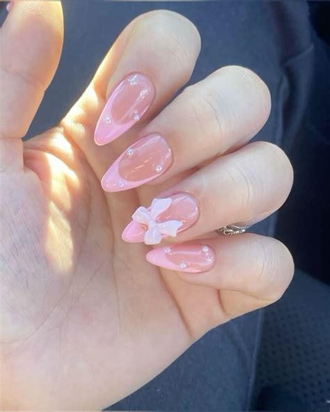 Nails Pink Coquette Pink Rose Acrylic Nails