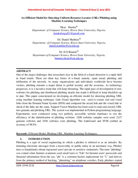 (PDF) An Efficient Model for Detecting Uniform Resource Locator (URL) Phishing using Machine ...