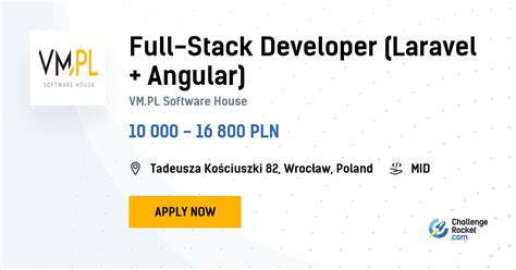 full stack developer laravel angular vp wroclaw